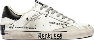 Crime London Homme, Chaussures, Blanc, Taille: 44 EU Vintage-Effect Leather Baskets