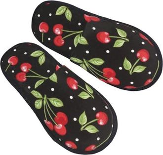 Generic Pantoufles Moelleuses Cerises Rouges Sucr&eacute;es Slippers L&eacute;g&egrave;res Chauds Chausson Pour Chambre Unisex Ext&eacute;rieur L