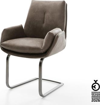 DELIFE Freischwinger Clea-Flex Mikrofaser Taupe Vintage Freischwinger flach Graphit, Esszimmerst&uuml;hle