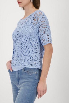 Monari Kurzarmpullover aus Spitze