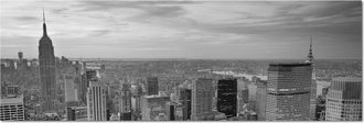Paul Sinus Art Leinwandfoto als Panorama SCHWARZ/WEISS 120x40cm New York Manhattan Skyline Sonnenuntergang