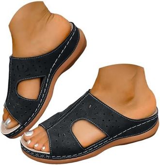 Generic Sandales orthop&eacute;diques pour femme - Chaussures d&eacute;t&eacute; habill&eacute;es et confortables avec soutien de la vo&ucirc;te plantaire - Tongs antid&eacute;rapantes en cuir synth&eacute;