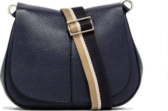 Gianni Chiarini Femme, Sacs, Bleu, Taille: ONE Size Sac &agrave; bandouli&egrave;re structur&eacute; en cuir avec sangle &agrave; rayures multicolores