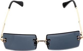 FOMIYES 1 Paire De Lunettes De Soleil Rectangulaires Avec Protection Solaire Tendance Pour Femme Sans Monture Pour F&ecirc;te Plage Ext&eacute;rieur Noir PC
