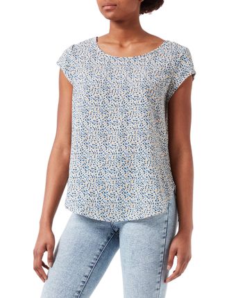 Only Damen Onlmoster Stripe O-Neck Top JRS Noos S/S Tops, Cloud Dancer/AOP:tinny Blossom,44