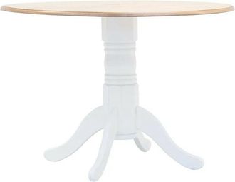 Les Tendances Table &agrave; manger ronde ch&ecirc;ne clair et h&eacute;v&eacute;a massif blanc Nyca