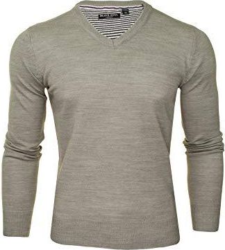 Brave Soul Quazar - Jumper - Pullover - V-Neck - Homme (Argent Gris Marl) M