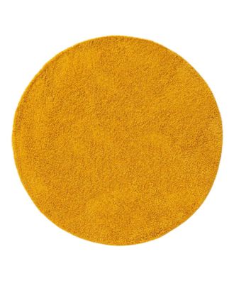 benuta Basic Hochflorteppich Soho - gelb &oslash; 200 cm rund - Kuschelig Weicher Teppich im Minimalistischen Look - Pflegeleicht - Fu&szlig;bodenheizung Geeignet
