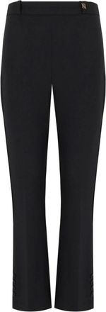 Elisabetta Franchi Femme, Pantalons, Noir, Taille: 40 FR Pantalon en cr&ecirc;pe stretch double &eacute;paisseur avec breloque logo