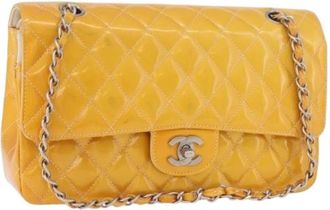 Chanel Sac bandouli&egrave;re vintage en cuir verni doccasion - Femme - Pre-owned - Jaune - Taille: ONE Size