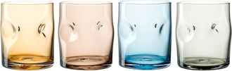 Leonardo VESUVIO Trinkglas - 1 Set - Farbige Gl&auml;ser - Einschl&uuml;sse im Glas - Wasserglas - Softdrinkbecher - Vier Farben im Mix - Sp&uuml;lmaschinengeeignet - Harmoni