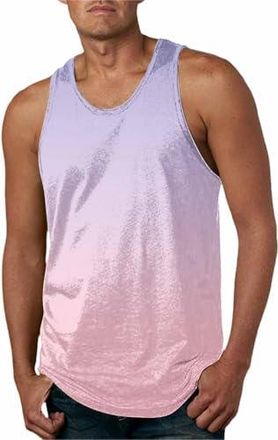 Generic DENGJIAMY D&eacute;bardeurs d&eacute;grad&eacute;s pour hommes, T-shirts tendance &agrave; col en U, chemises athl&eacute;tiques sans manches pour hommes, v&ecirc;tements tendance, rose, 3XL