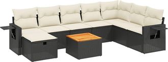 vidaXL Vidaxl - Set Divani Da Giardino 9 Pz Con Cuscini Nero In Polyrattan