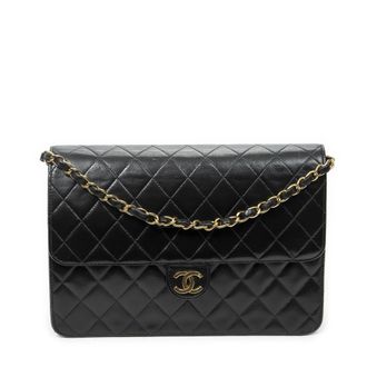 Chanel Crossbody Bags - Vintage Push Lock Straight Flap - Gr. unisize - in Schwarz - f&uuml;r Damen