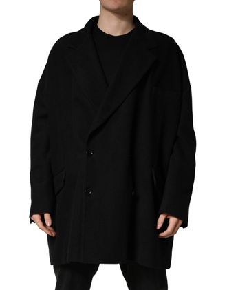 Dolce & Gabbana Mens Black Double Breasted 2 Buttons Suit Jacket Cotton Elastane Silk