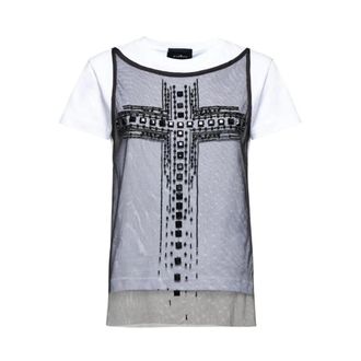 John Richmond T-Shirt mit Overlay und Grafikdetail - - Tops - Damen - Wei&szlig; - M