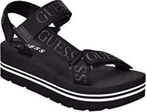Guess Femme Avin Sandale cale, Noir, 37.5 EU