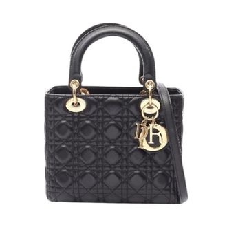 Dior Pre-owned Lady Dior Medium Leather 2way Bag - - Pre-owned - Damen - Schwarzk - ONE SIZE