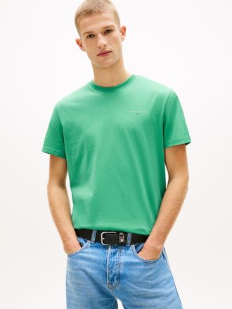 Tommy Jeans T-Shirt TOMMY JEANS TJM SLIM LINEAR CHEST TEE EXT, Herren, Gr. XL, bahama gr&uuml;n, Single Jersey, Obermaterial: 100% Baumwolle, regular fit normal, Rundh