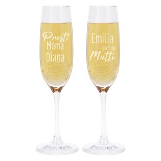 Leonardo Leonardo Mutter-Tochter-Set gravierte Sektgläser - ganz die Mutti - mit Wunschnamen
