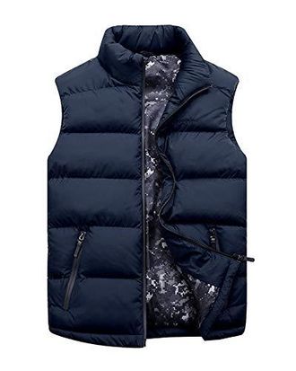 LaoZanA Homme Hiver Manteaux Doudoune sans Manche Gilet Chaud Blouson Veste Bleu Foncé 7XL