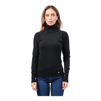 Yes-Zee YES Zee, Femme, Pulls, Noir, Taille: 40 FR Col roul&eacute; &agrave; manches bouffantes