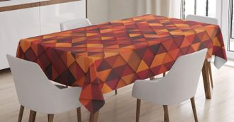 Abakuhaus Orange Tischdecke, Retro-Muster Dreieck, Für den Inn und Outdoor Bereich geeignet Waschbar Druck Klar Kein Verblassen, 140 x 200 cm, Orange und Braun