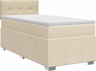 vidaXL Letto Box Spring Con Materasso Crema 100 X 200 Cm Tessuto Vidaxl