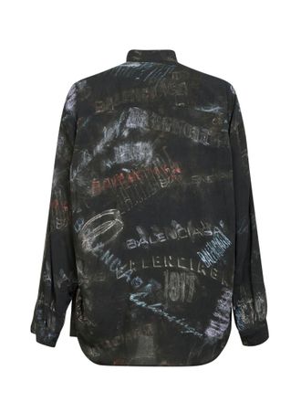 Balenciaga Mens Shirt Cocoon Washed Crayon Black Viscose