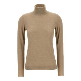 Brunello Cucinelli Femme, Pulls, Beige, Taille: 38 FR Pull Col Roulé Étincelant
