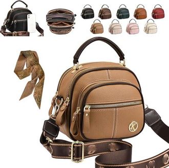 Generic Bousalutend Sac à bandoulière classique multifonctionnel avec compartiments larges et réglables en cuir, kaki, 34*25*11 cm (13.4*9.8*4.3 inches)