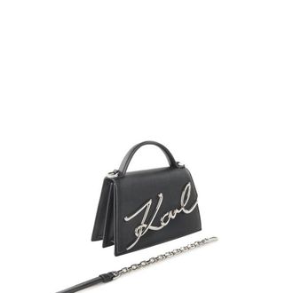 Karl Lagerfeld K-Signature-Schultertasche aus Leder - Schwarz