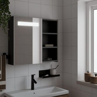vidaXL Spiegelschrank mit LED-Beleuchtung Schwarz 60x13x52 cm - Vidaxl