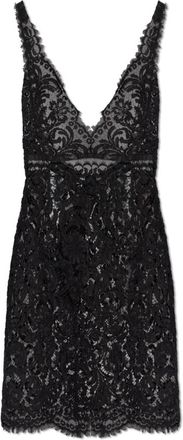 Dsquared2 Femme, Robes, Noir, Taille: 34 FR Mini-robe &agrave; franges et d&eacute;tails en dentelle