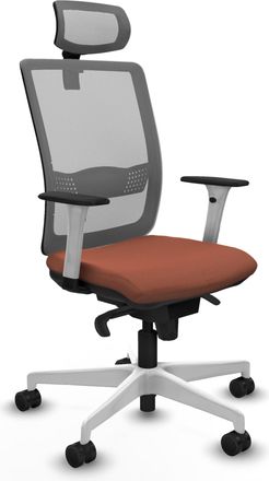 Piqueras y Crespo Haches Lendenwirbelsessel mit wei&szlig;en und schwarzen Armlehnen und Kopfteil, h&ouml;henverstellbar und neigbar, mit 5 Positionen, Grau/Braun