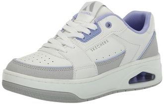 Skechers Femme Uno Court Tribunal DE LONU, White Leather/Lav Duraleather Trim, 38.5 EU
