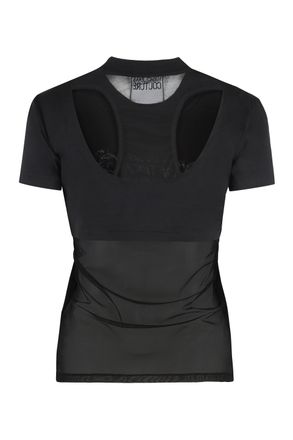 Versace Jeans Couture Womens Sequin Logo T-Shirt Black Main: Cotton T-Shirts & Jerseys