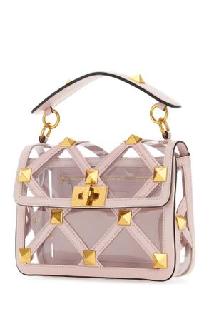 Valentino Garavani Womens Pastel Pink Polymeric Material And Leather Medium Roman Stud Handbag Yl0 Borse A Mano Bag
