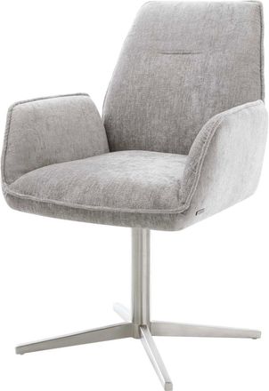 DELIFE Esszimmerstuhl Zoa-Flex Fu&szlig;kreuz Edelstahl Chenille Silbergrau 360&deg; drehbar Taschenfederkern