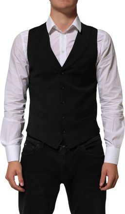 Dolce & Gabbana Mens Black Polyester Dress Formal Waistcoat Vest 02+pl+wo