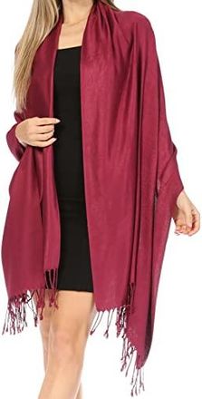 Sakkas 198cm x 71cm Textile Bio Bambou (rayonne) Doux Couleur Unie Pashmina Châle/Echarpe/Etole - Burgandy