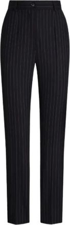 Dolce & Gabbana Pantalon droit en laine &agrave; rayures tennis - Femme - Pantalons - Noir - Taille: 42 FR