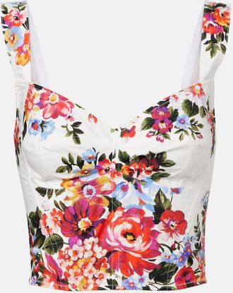 Dolce & Gabbana Top en coton m&eacute;lang&eacute; &agrave; fleurs