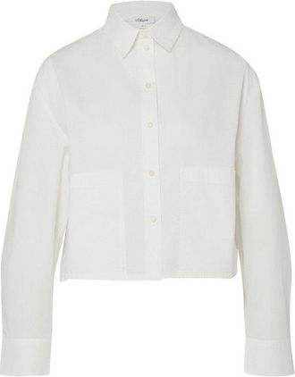 s.Oliver Langarmbluse Bluse Verk&uuml;rzte Popeline-Bluse im Relaxed Fit