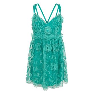Alberta Ferretti Femme, Robes, Bleu, Taille: 38 FR Robe Courte avec Broderie Florale