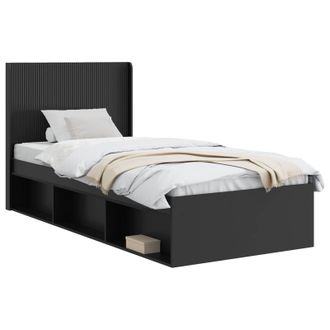 vidaXL Struttura Del Letto Con Stoccaggio E Testata Nero 90 X 190 Cm Vidaxl