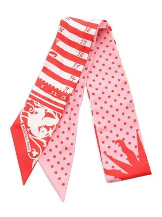 Herm&egrave;s foulard ruban Astrologie &agrave; Pois (ann&eacute;es 2000) - Rose