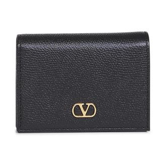 Valentino Garavani Femme, Accessoires, Noir, Taille: ONE Size VLogo Signature Portefeuille en Cuir de Veau Grain&eacute;