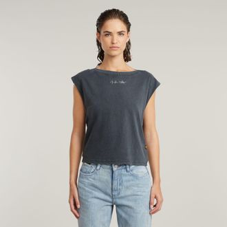 G-Star Mini G-Script Logo Overdyed Top - Grau - Damen