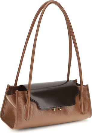Marni Trunkette Calfskin Leather Shoulder Bag - Brown